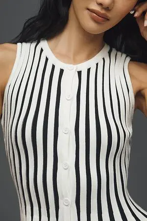 English Factory Ribbed Stripe Buttondown Sweater