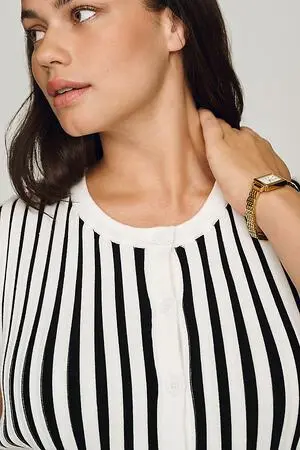 English Factory Ribbed Stripe Buttondown Sweater