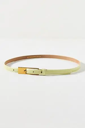 Maeve Skny Square Buckle Belt - Light Green