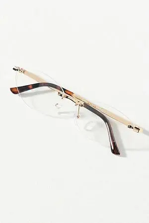 Anthropologie Slim Oval Readers - Light Gold