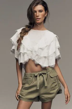 PILCRO Ruched Flight Shorts - Green