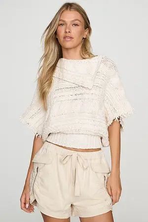PILCRO Ruched Flight Shorts - Ivory