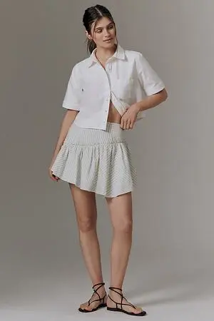 Maeve Asymmetric Flounced Mini Skirt