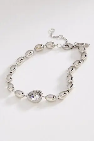 Anthropologie Beaded Crystal Bracelet - Silver