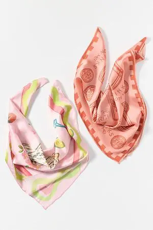 Anthropologie Nikki Ackerman X Hair Scarves, Set Of 2 - Spritz Season/drinks