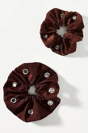 Anthropologie Grommet Scrunchies Set Of 2 - Espresso & Light Brown