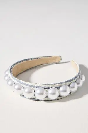 Anthropologie Bold Pearl Headband - Blue