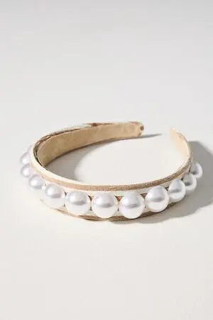 Anthropologie Bold Pearl Headband - Brown