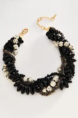 Anthropologie Layered Bead Cluster Necklace - Black