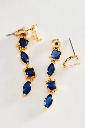 Anthropologie Crystal Drop Front-back Earrings - Sapphire