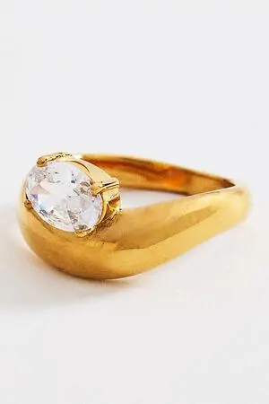 Anthropologie Perched Crystal Ring - Gold