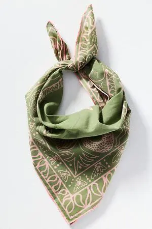 LAR Cotton Patterned Scarf - Ariel Khaki