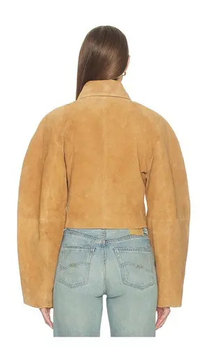 RÓHE Rounded Textured Suede Jacket - Beige