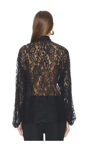 L'Agence Rhett Lace Blouse With Neck Tie Accent