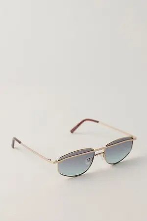 Free People Milo Aviator Sunglasses - Gold/lake
