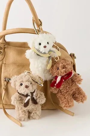 Free People Fuzzy Bear Bag Charm - White