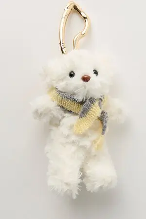 Free People Fuzzy Bear Bag Charm - White