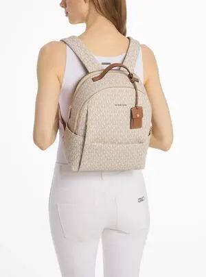 Michael Kors Sable Medium Signature Logo Backpack - Natural