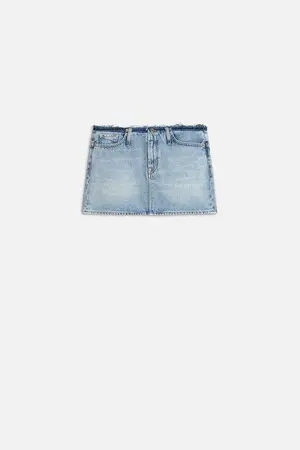 7 For All Mankind Mini Denim Skirt - Blue