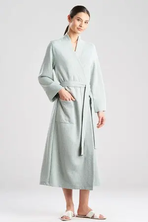 Natori Quilted Geo Knit Jacquard Robe - Blue