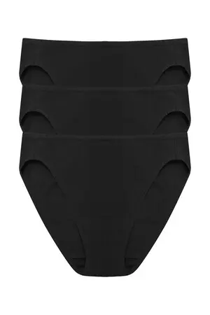 Natori Bliss Bare Cotton Bikini 3-Pack Black