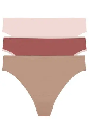 Natori Bliss Bare Cotton Thong 3-pack - Red