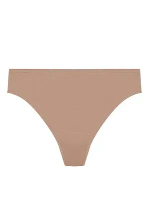 Natori Bliss Bare Cotton Thong - Brown