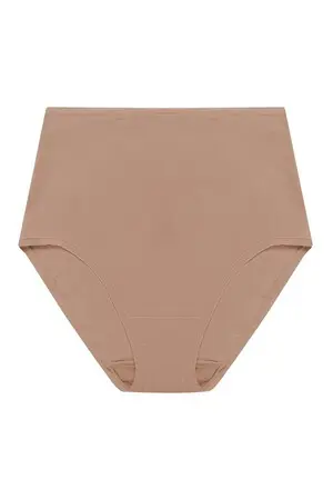 Natori Bliss Bare Cotton High Waist Brief - Brown