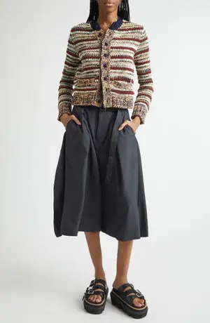 Sacai Mixed Yarn Cotton Blend Cardigan - Beige Multi