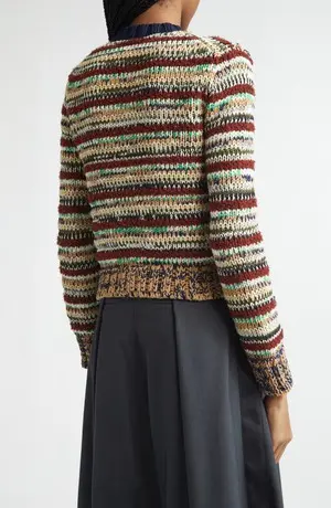 Sacai Mixed Yarn Cotton Blend Cardigan - Beige Multi