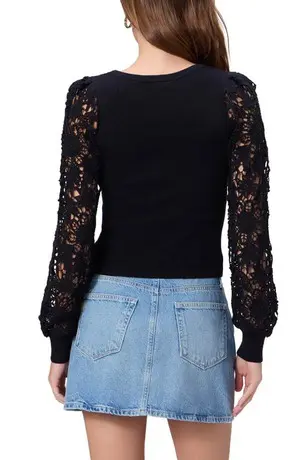 Paige Maya Lace Sleeve Sweater - Black
