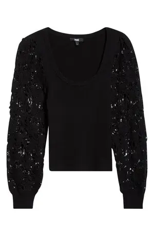 Paige Maya Lace Sleeve Sweater - Black