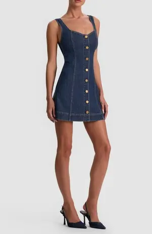 Alice + Olivia Bea Denim Mini Dress - Danica Dark Indigo