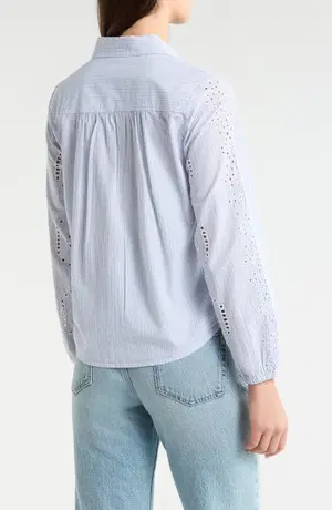 Lucky Brand Cutwork Stripe Button-up Shirt
