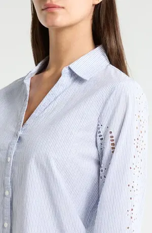 Lucky Brand Cutwork Stripe Button-up Shirt