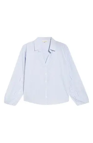 Lucky Brand Cutwork Stripe Button-up Shirt
