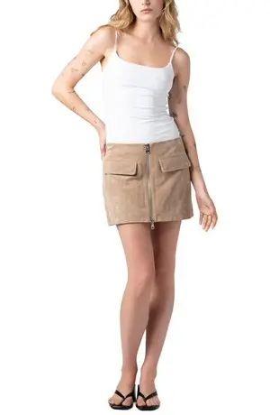 Blanknyc Suede Zip-up Mini Skirt
