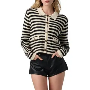 Blanknyc Striped Cotton-blend Cardigan