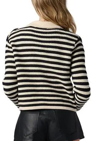 Blanknyc Striped Cotton-blend Cardigan
