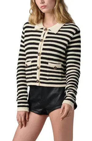Blanknyc Striped Cotton-blend Cardigan