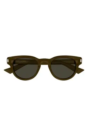 Saint Laurent 48mm Round Frame Sunglasses - Brown