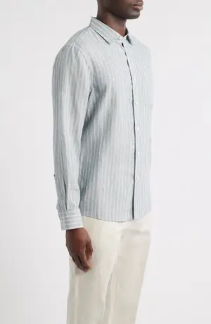 Nordstrom Pinstripe Linen Button-up Shirt