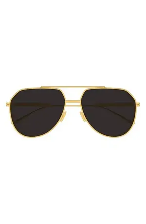 Bottega Veneta 60mm Pilot Sunglasses - Gold/grey Lens