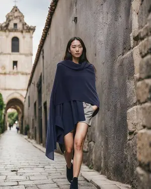 MONTICELLI CASHMERE Pure Cashmere Feather-light Maxi Wrap Stole Blue