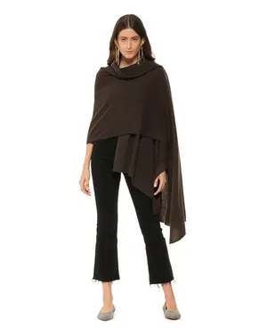 MONTICELLI CASHMERE Pure Cashmere Feather-light Maxi Wrap Stole Coffee