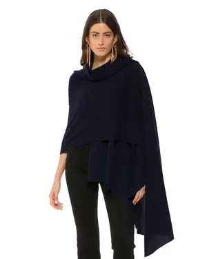 MONTICELLI CASHMERE Pure Cashmere Feather-light Maxi Wrap Stole - Night Blue