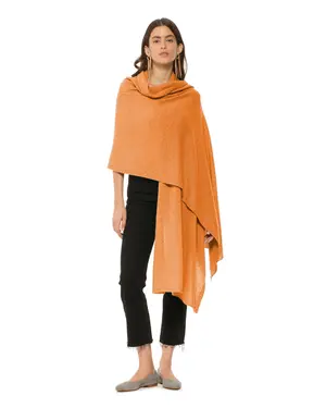 MONTICELLI CASHMERE Pure Cashmere Feather-light Maxi Wrap Stole Saffron