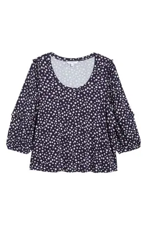 LIVERPOOL Printed Ruffle Sleeve Top