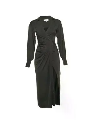 L'Agence Draped Wrap Midi Dress