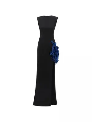 GEMY MAALOUF Floral Slim-cut Maxi Dress - Black